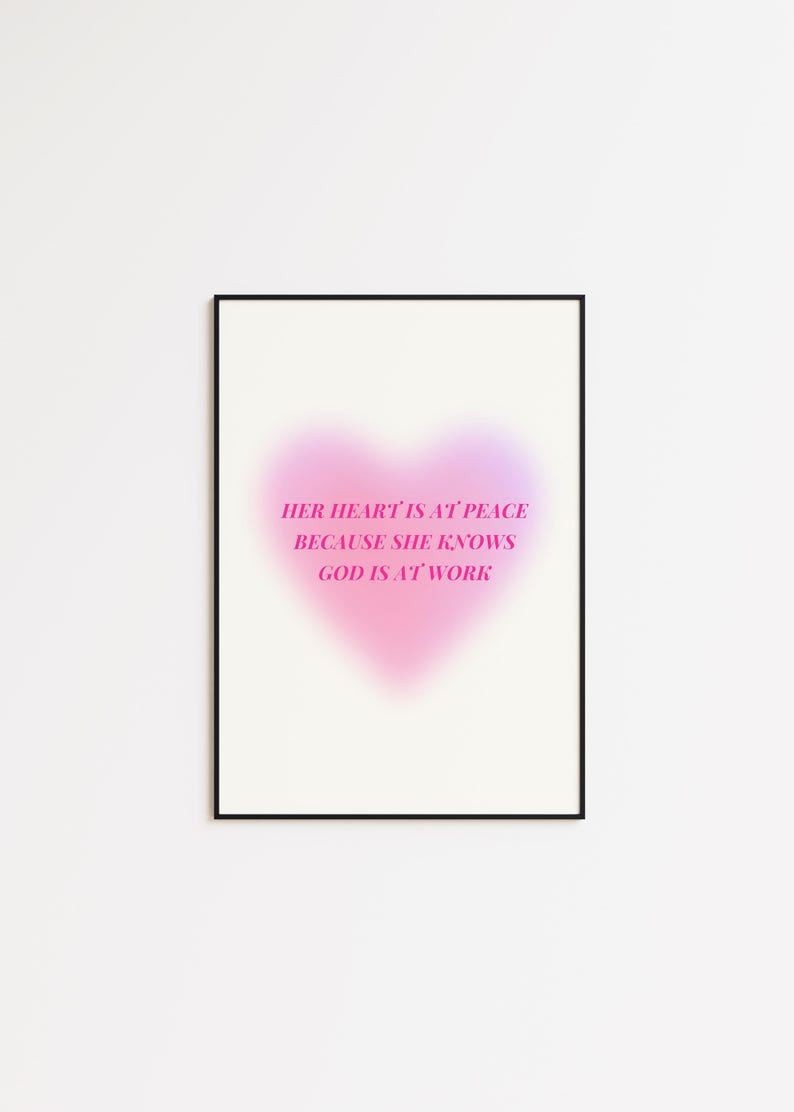 Daily Christian Affirmations Wall Art Pink Heart Aura Motivational ...