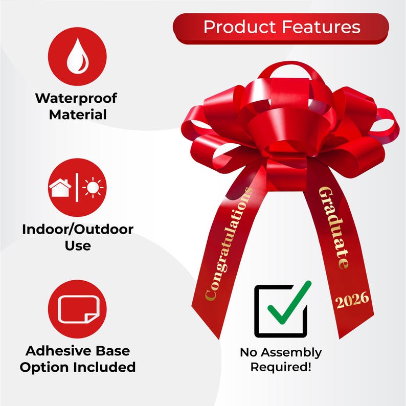 Graduation Car Bow 2026 | 30" Extra Large Weatherproof Gift - Etsy UK