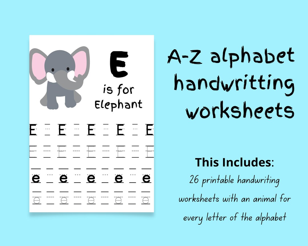 Alphabet Handwriting Practice Worksheet – Printable A-Z Letter Tracing ...