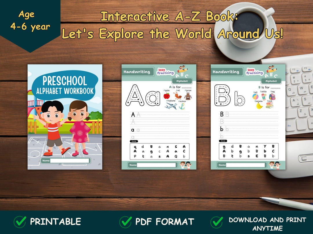 Preschool Alphabet Workbook Printable ABC Tracing & Writing Activities ...