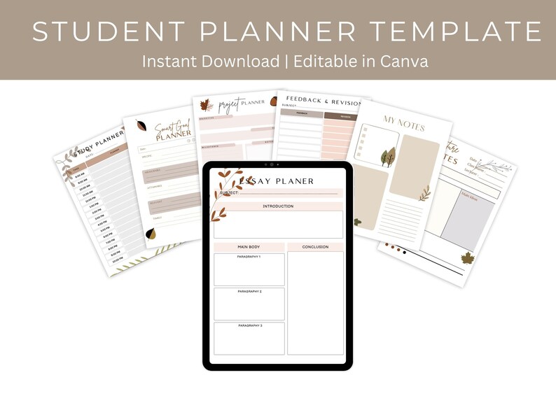 Printable Planner, Printable Student Planner Bundle, Study Planner ...