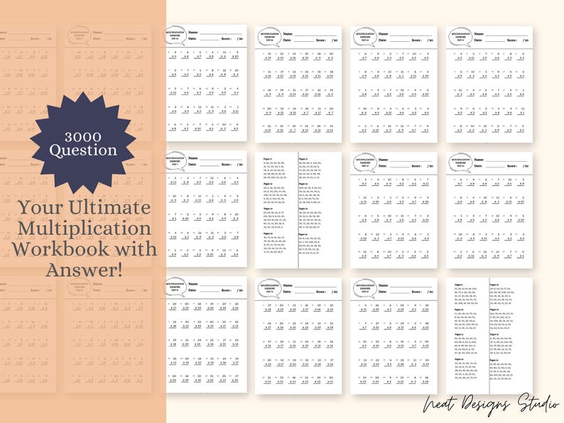 Math Worksheet Printable | Daily Multiplication Practice for Grade 2-5 ...