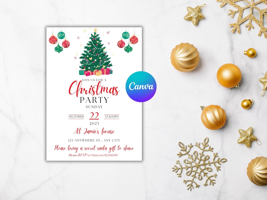 Editable Christmas Party Invitation | Printable Card | Digital Download ...