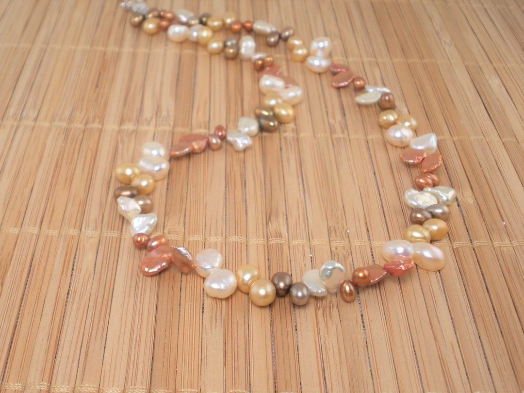 Toffee White Pearl Necklace 18 Inch Necklace Chocolate Pearl Gift ...