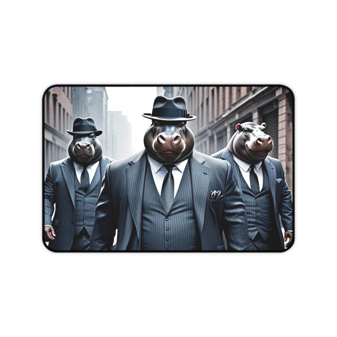 Desk Mat, Gangster Hippo, Gangster Hippo Mafia, AI Design Desk Mat - Etsy