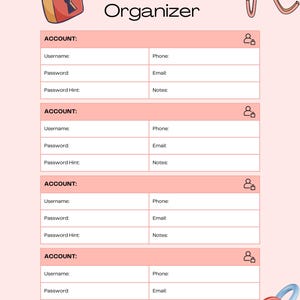 Password Tracker Printable & Fillable, Password Keeper, Password ...
