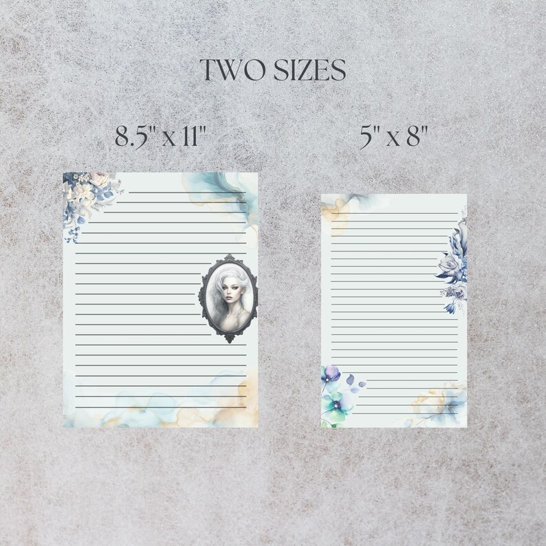 Dusty Blue Floral Lined Journal Pages | 6 Unique Printable Papers ...