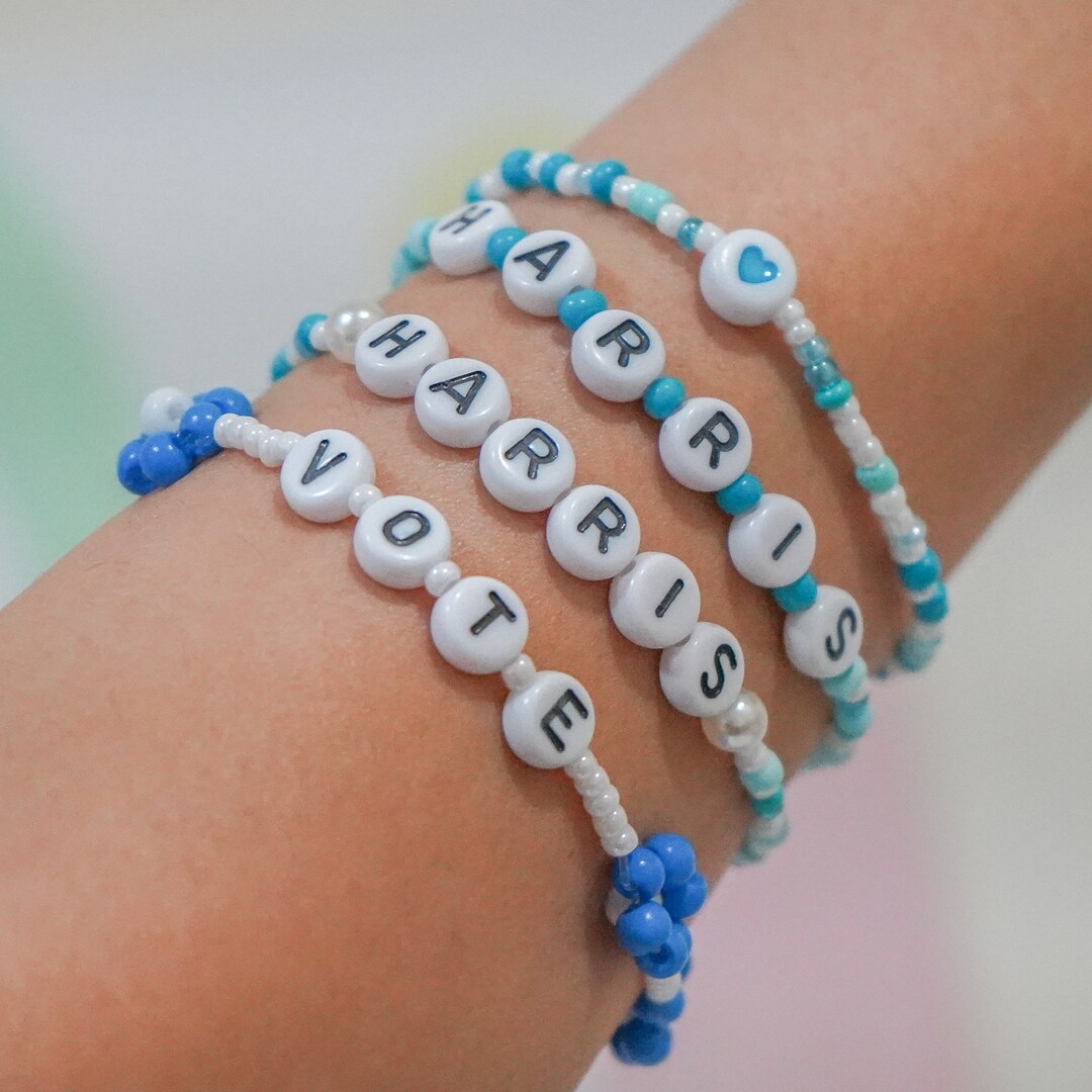 Kamala Harris Stretchy Letter Bracelet Minimalistic Beaded Jewelry ...