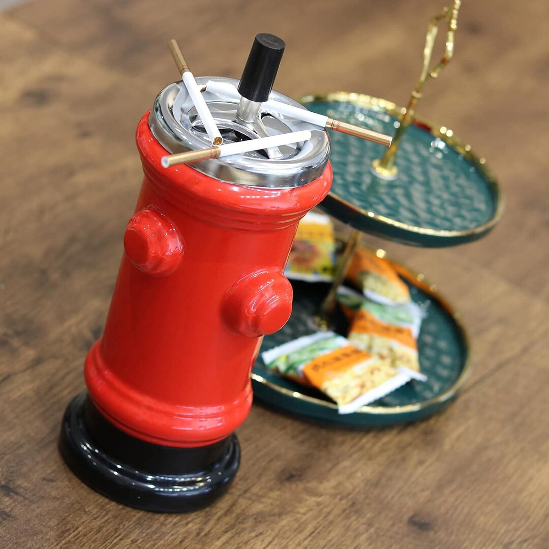 Fire Hydrant Ashtray With Lids,spinning Push Down Tray,modern Geometric ...