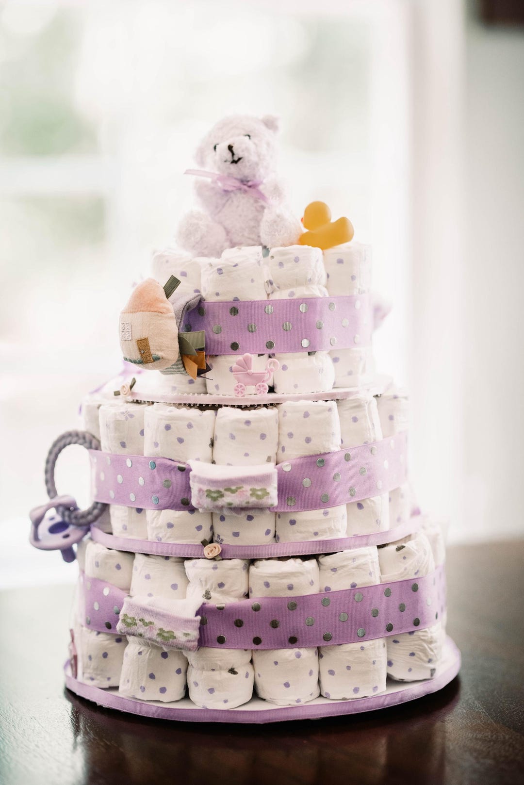 HONEST Diaper Cake Purple Polka Design 1 Available - Etsy