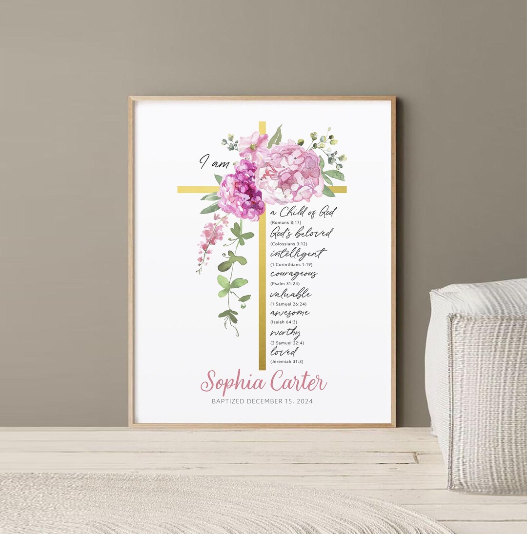 Personalized Baby Girl Gift, Baptism Gift Girl, Godchild Baptism Sign ...