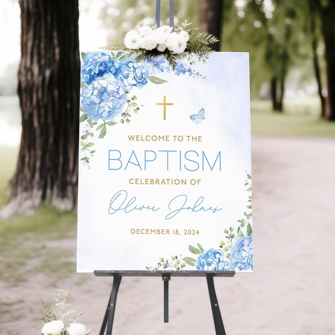 Baptism Invitation Boy, Boy Baptism Sign, Personalized Baptism Welcome ...