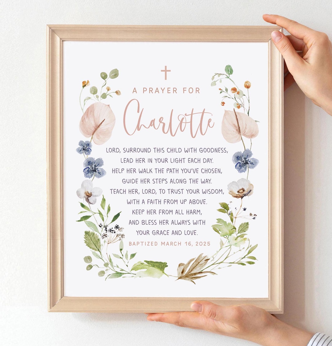 Baptism Prayer, Baby Girl Gift, Personalized Printable, Godchild ...