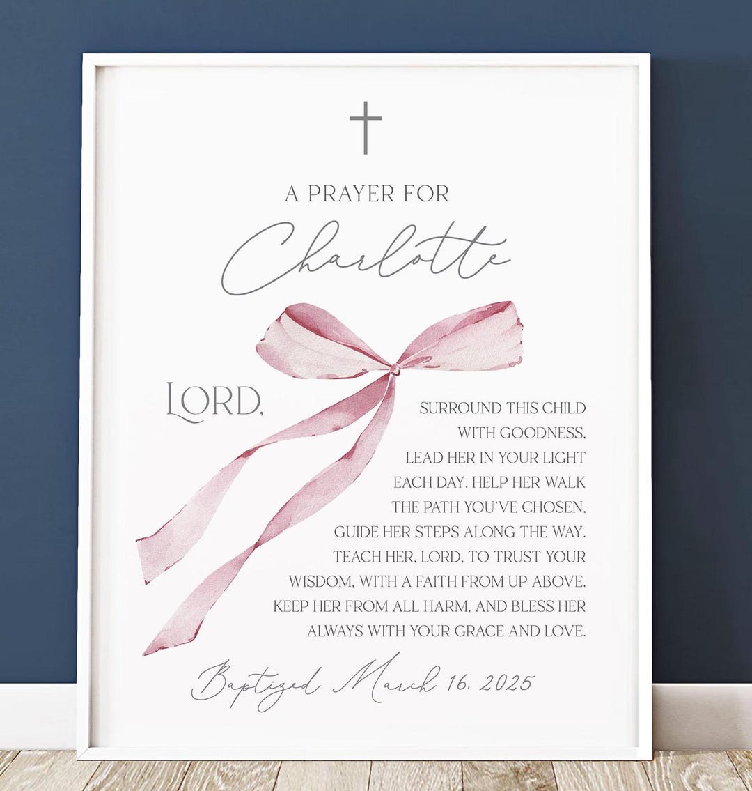 Godchild Baptism Sign, Baptism Prayer, Baby Girl Gift, Dedication Gift ...
