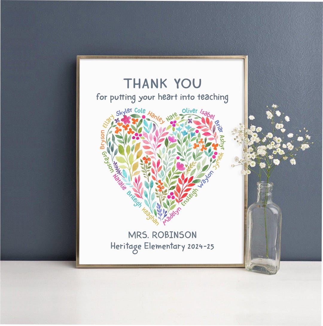 Gift From Class, Personalized Teacher Gift, Students Names, Thank You ...