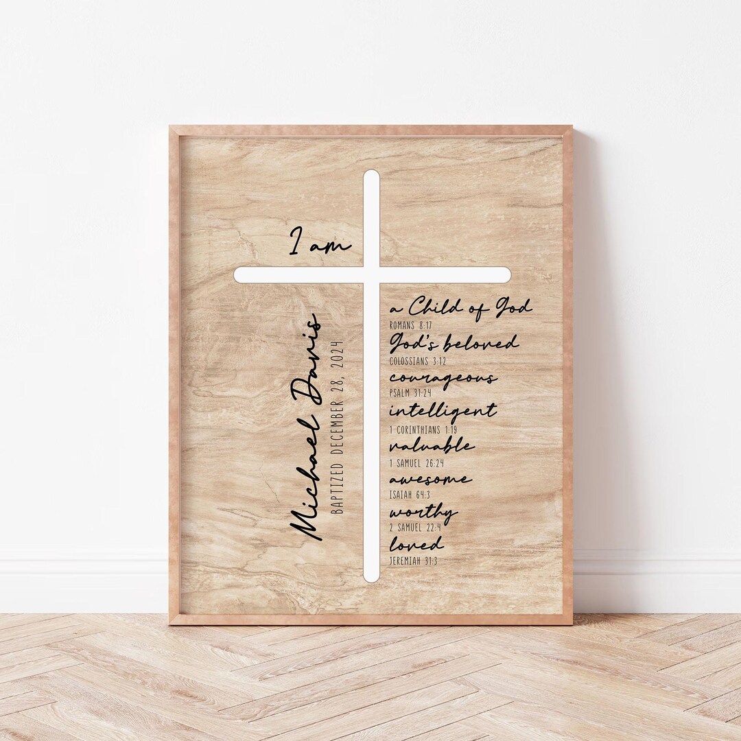 Godchild Baptism Sign, Baby Boy Gift Printable, Personalized Baptism ...