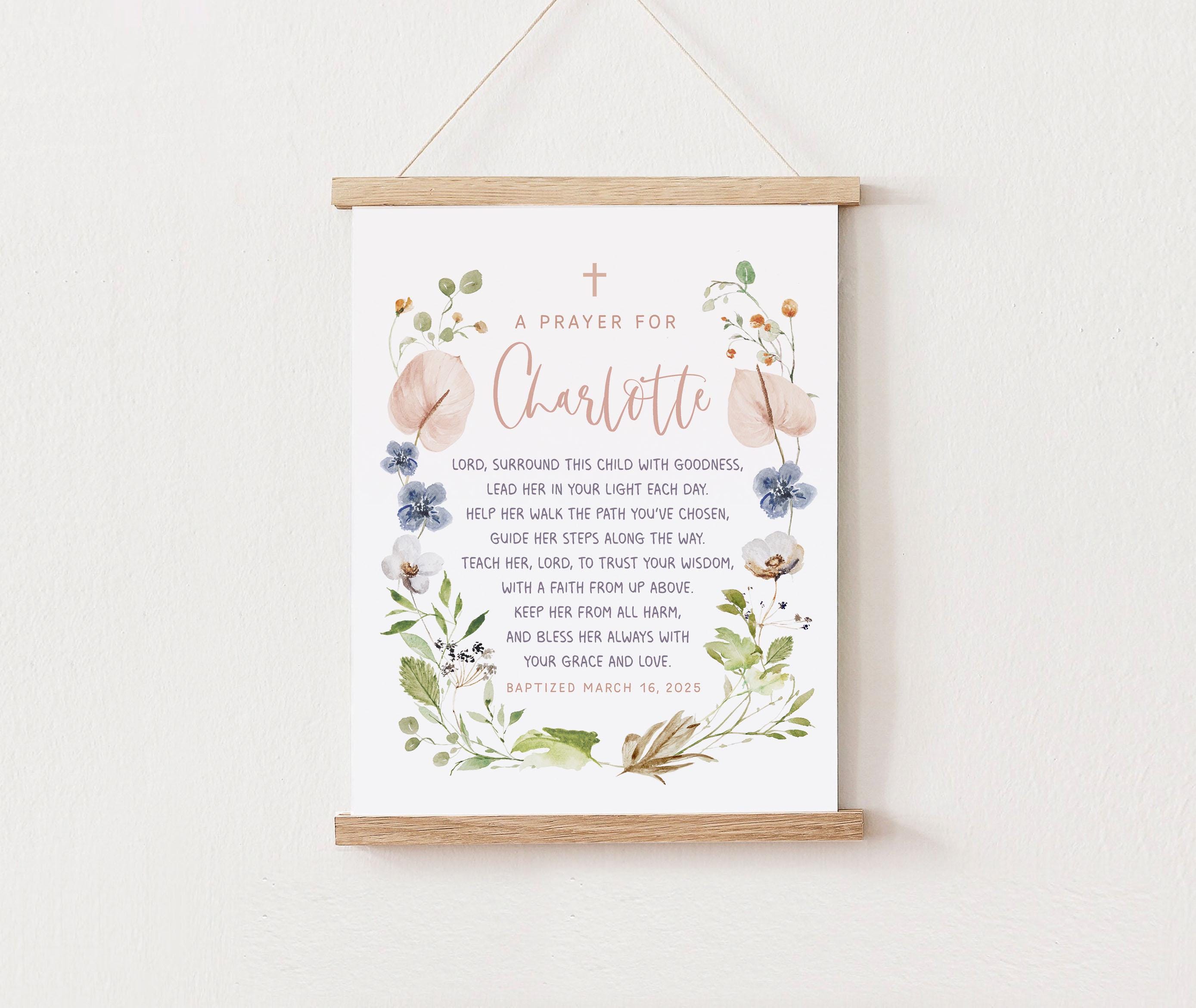 Baptism Prayer, Baby Girl Gift, Personalized Printable, Godchild ...