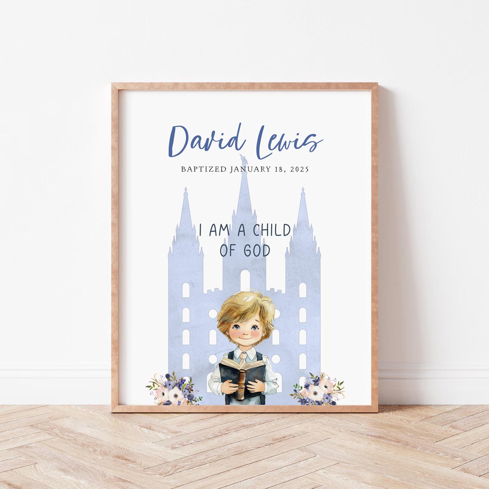 LDS Baptism Gift Printable, I Am A Child of God, Personalized Baptism ...