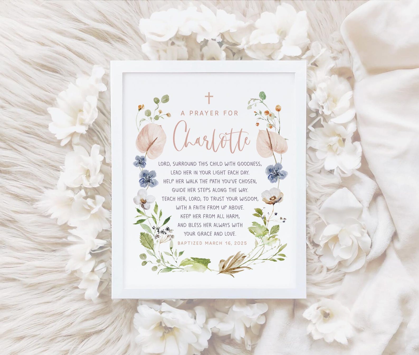 Baptism Prayer, Baby Girl Gift, Personalized Printable, Godchild ...