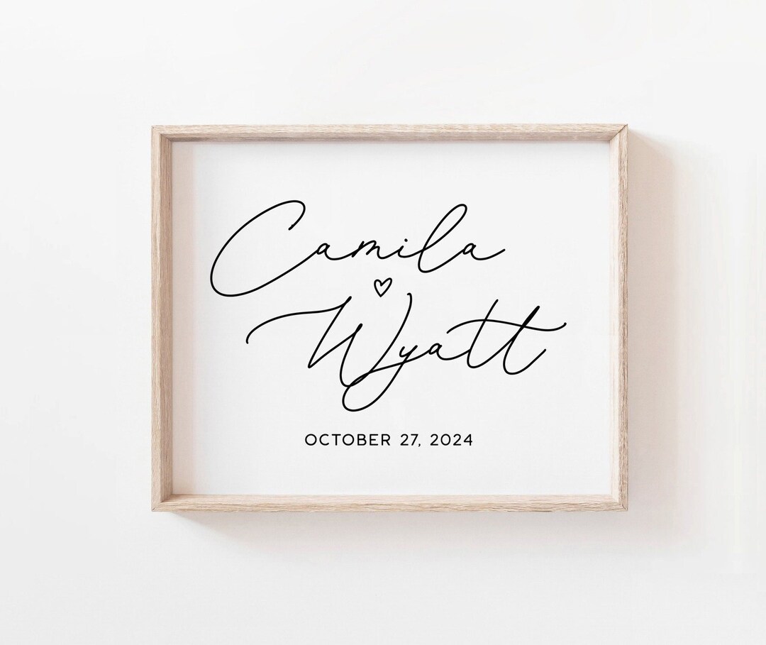 Couple Names Print, Gift for Her, Personalized Engagement Gift, Heart ...