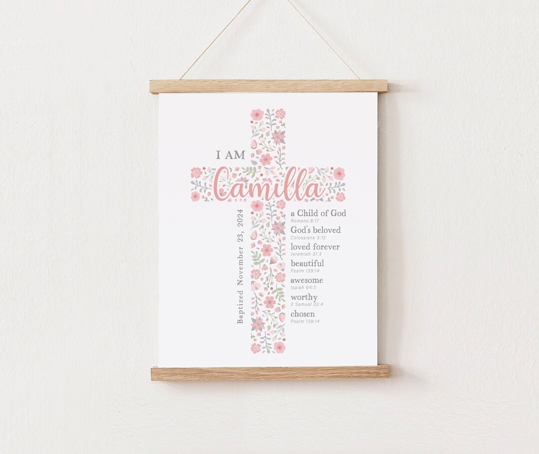 Personalized Baptism Gift for Girl, Baby Girl Gift Printable, Godchild ...