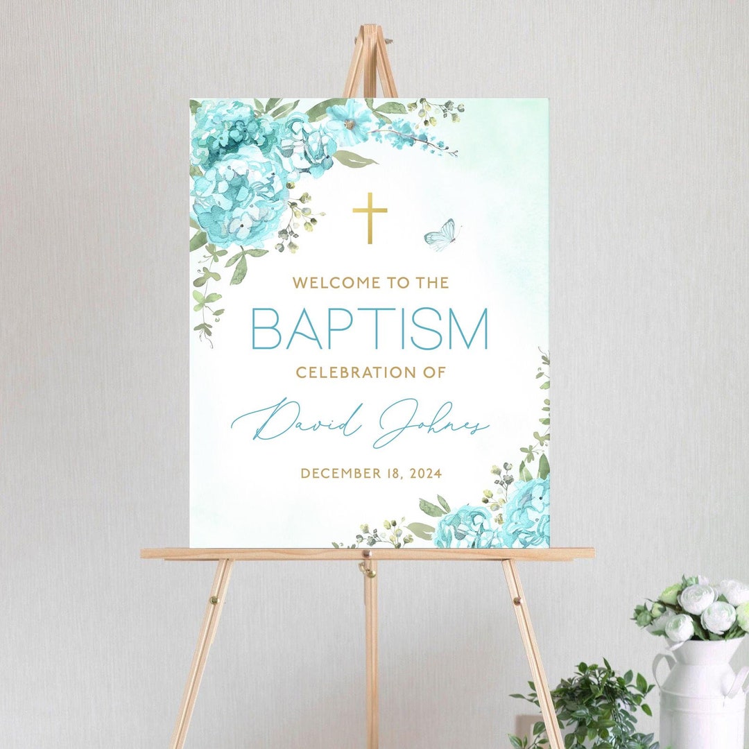 Personalized Baptism Welcome Sign, Baptism Invitation Boy, Boy Baptism ...