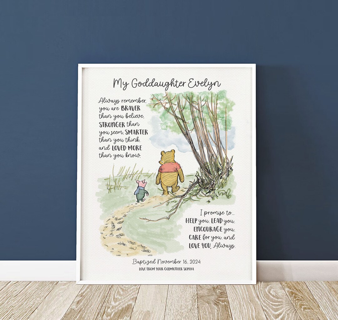 Gift From Godmother, Colored Winnie the Pooh, Baptism Gift for ...