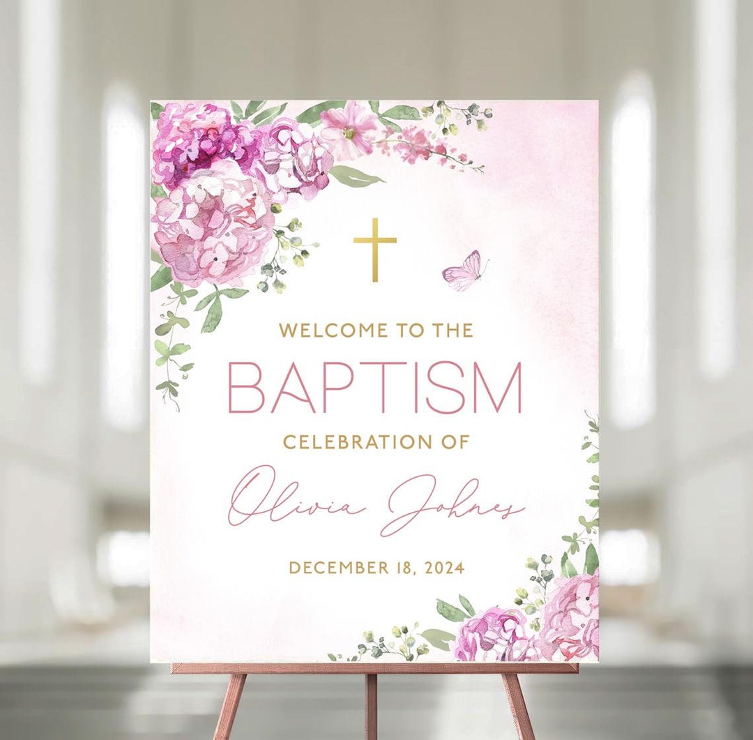 Personalized Baptism Welcome Sign, Baptism Invitation Girl, Girl ...