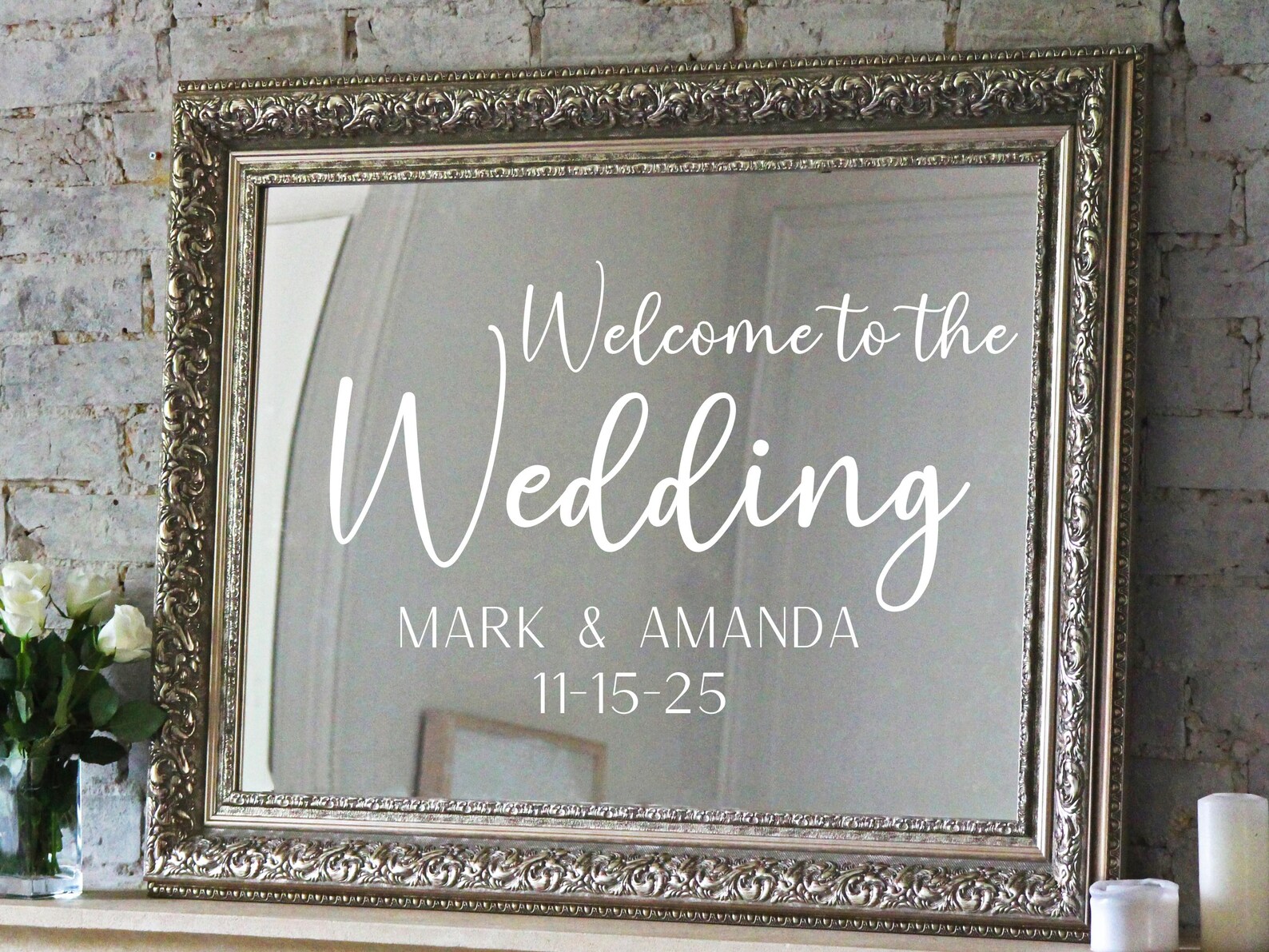 Wedding Mirror Decal Custom Mirror Decals Wedding Welcome Sign Mirror ...