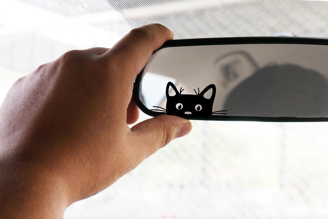 Peeking Cat Mini Decal, Cat Peeking Decal, Rearview Mirror Decal, Mini ...