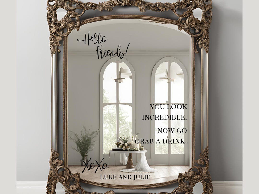 Mirror Decal Custom Wedding Mirror Decal Hello Beautiful Hello Gorgeous ...