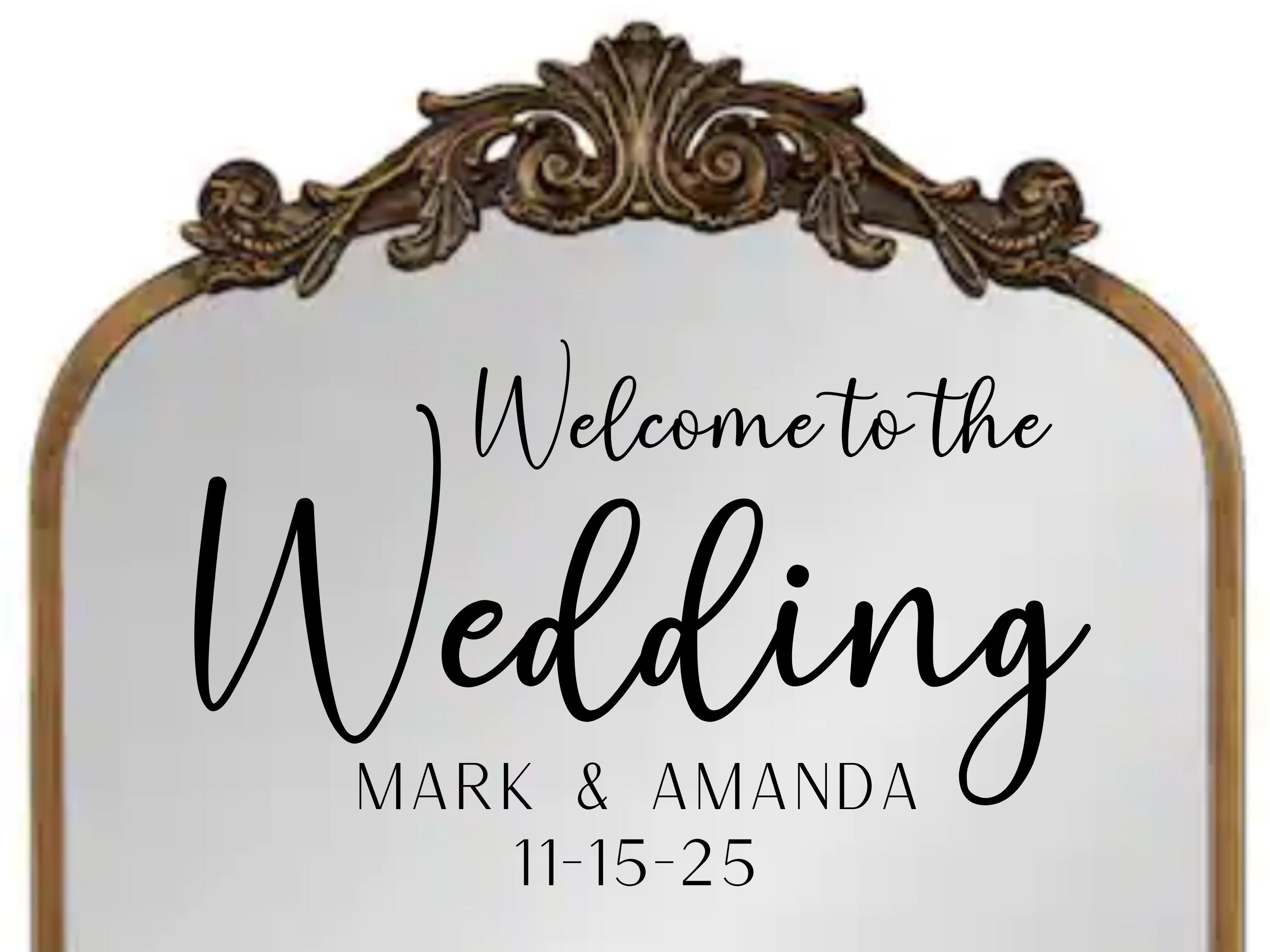 Wedding Mirror Decal Custom Mirror Decals Wedding Welcome Sign Mirror ...
