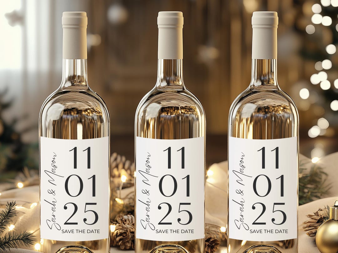 Save the Date Wine Bottle Label, Custom Label Engagement, Engagement ...