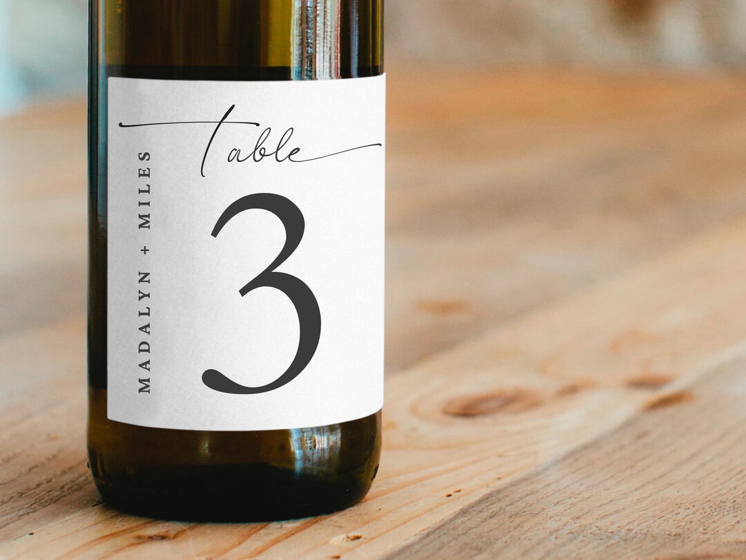 Table Number Wine Bottle Labels | Champagne Labels | Rustic Wedding ...