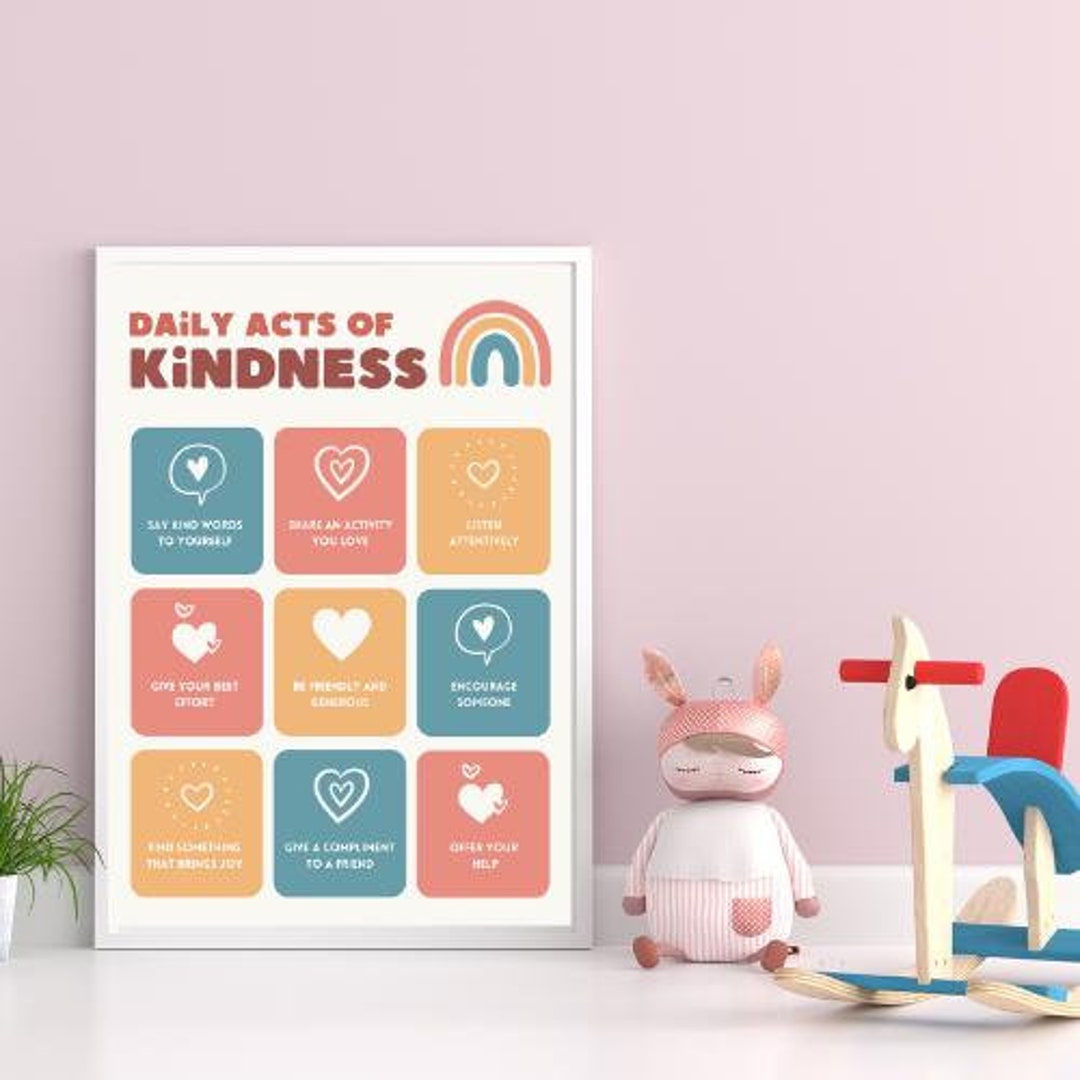 Daily Acts of Kindness Print, Instant Download, Nursery, Playroom ...
