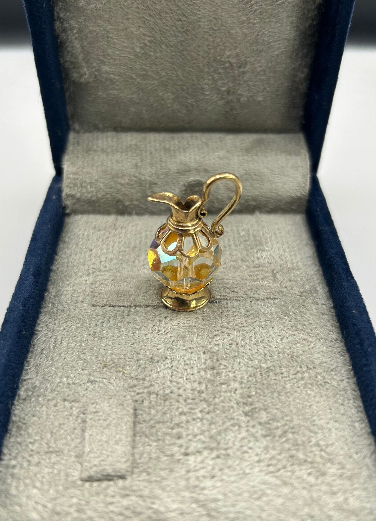 9ct Gold Crystal Pitcher Pendant - Elegant Vintage Design - Etsy