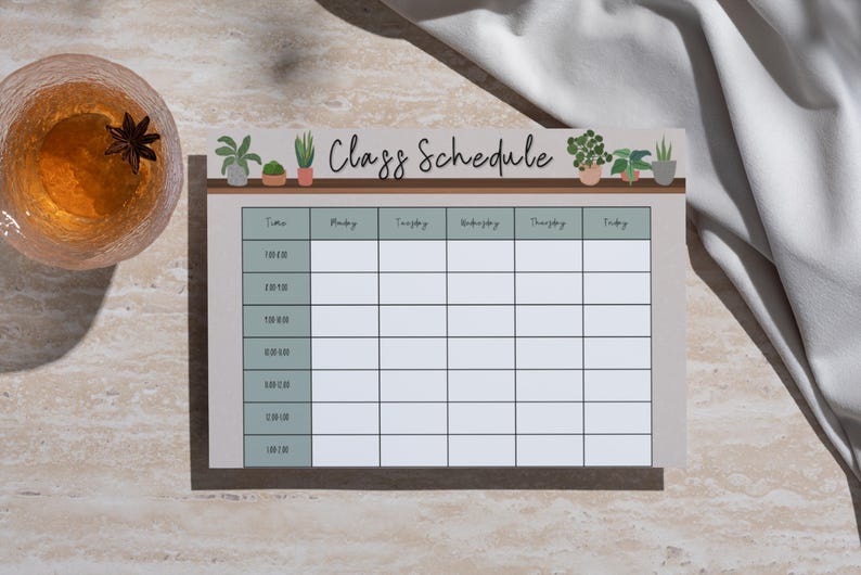 Printable Weekly Class Schedule | School Timetable PDF | Editable Time ...