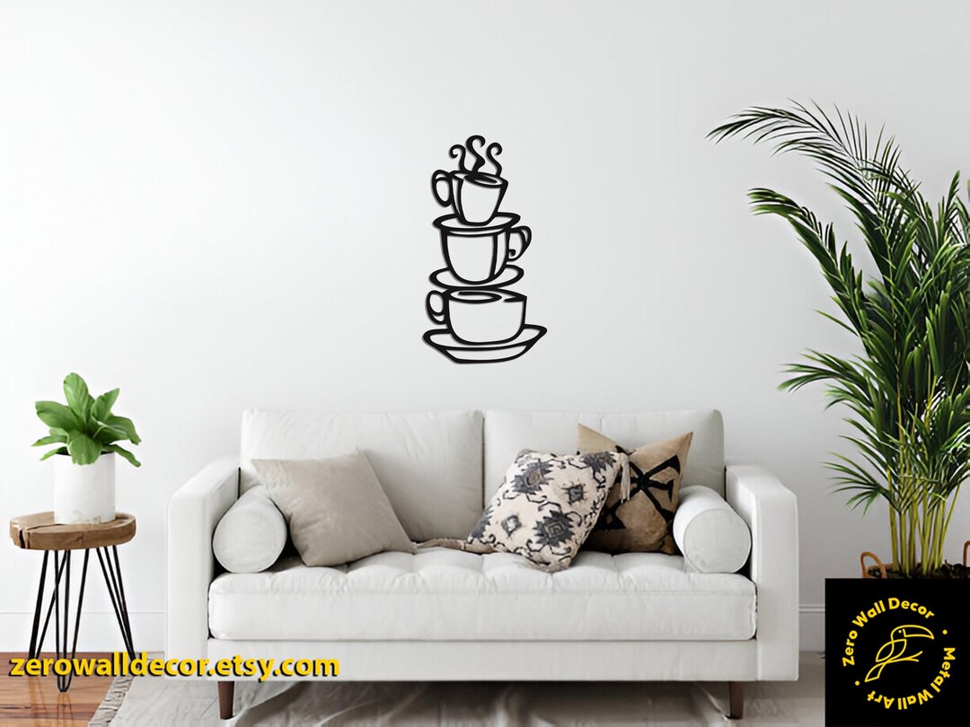 Coffee Cups Wall Art, Metal Wall Art, Home Living Room Decor, Coffee ...