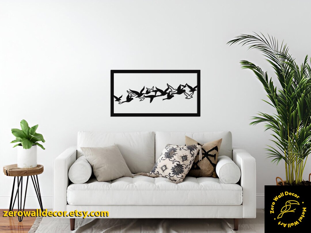 Framed Birds Flock Metal Wall Art, Nature-inspired Home Decor, Home ...