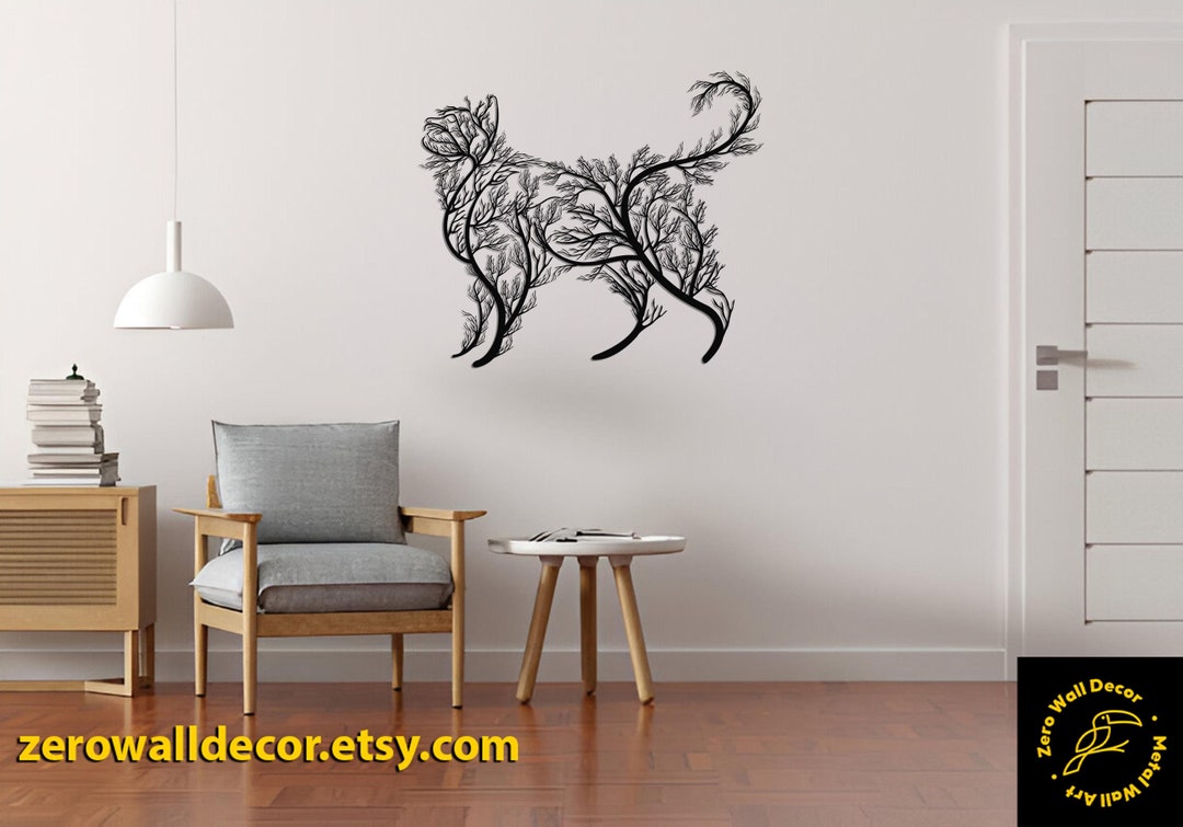 Tree Cat Wall Decor, Metal Wall Art, Cat Lovers Gift, Metal Wall Decor ...