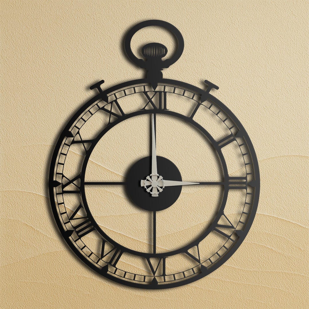 Oversized Pocket Watch Metal Wall Clock - Vintage Style Silent Clock - Etsy