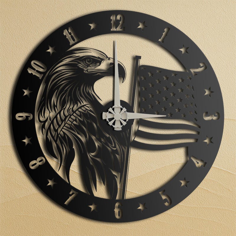 Metal Flag With Clock - Etsy