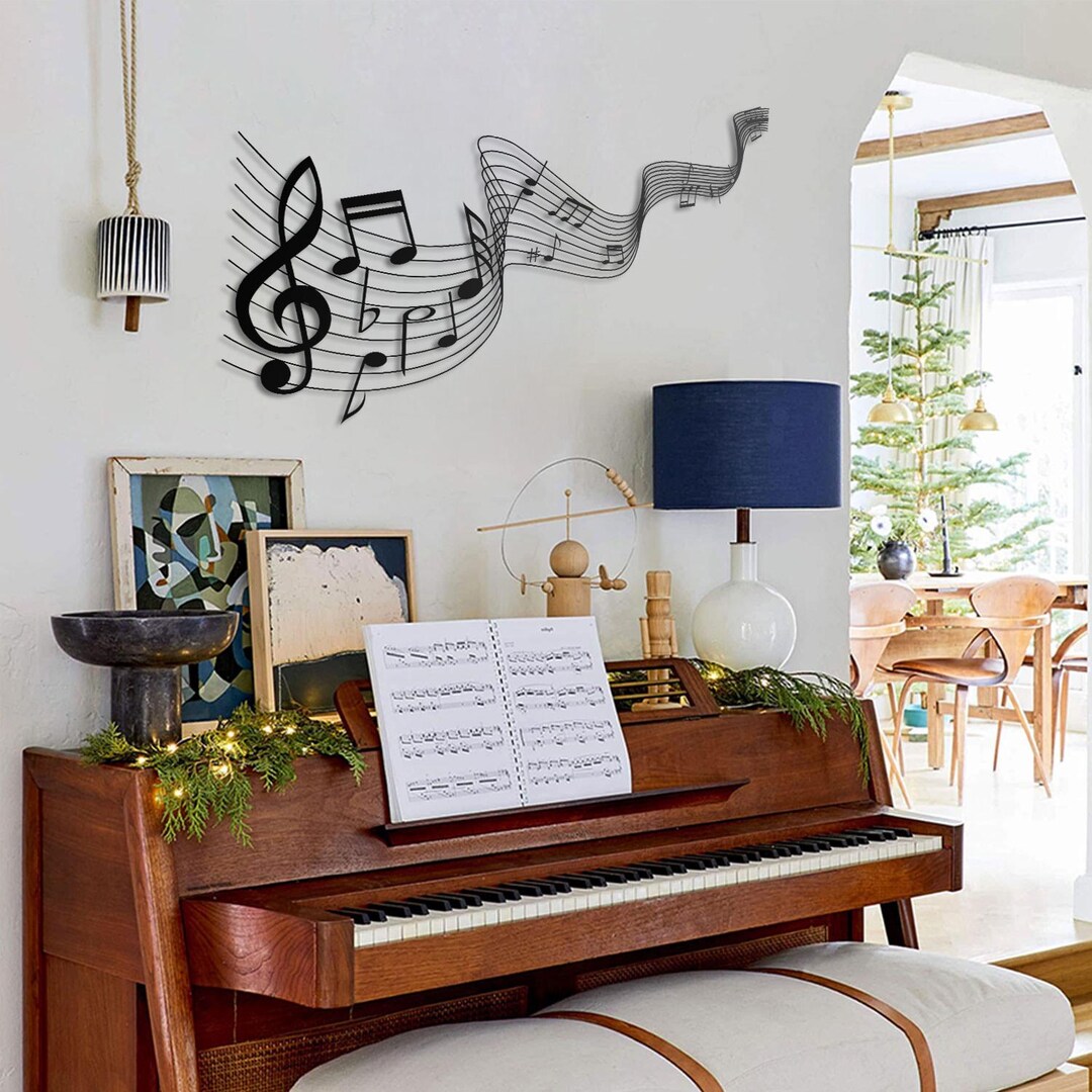 Music Wall Art, Music Notes Decor, Metal Wall Decor, Home Office Living ...