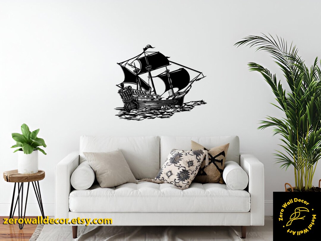 Pirate Metal Wall Art, Vintage Pirate Ship Decor, Metal Wall Decor ...