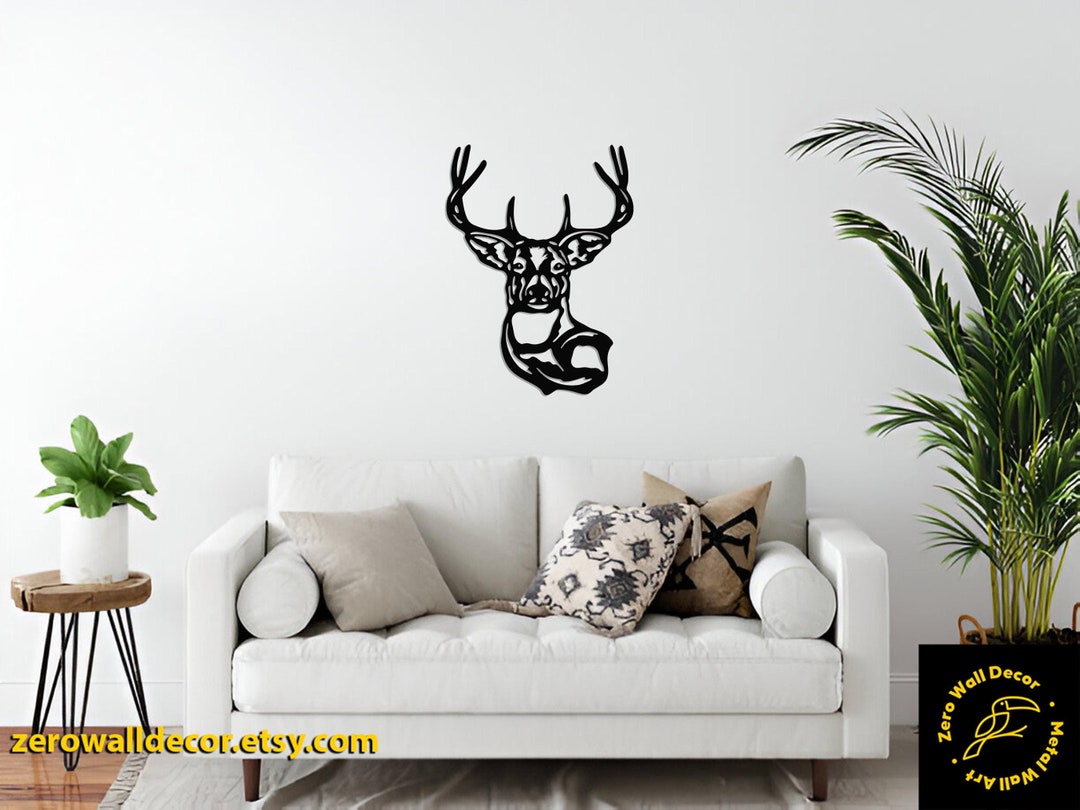 Deer Head Wall Art, Deer Head Metal Wall Art, Metal Wall Decor, Home ...