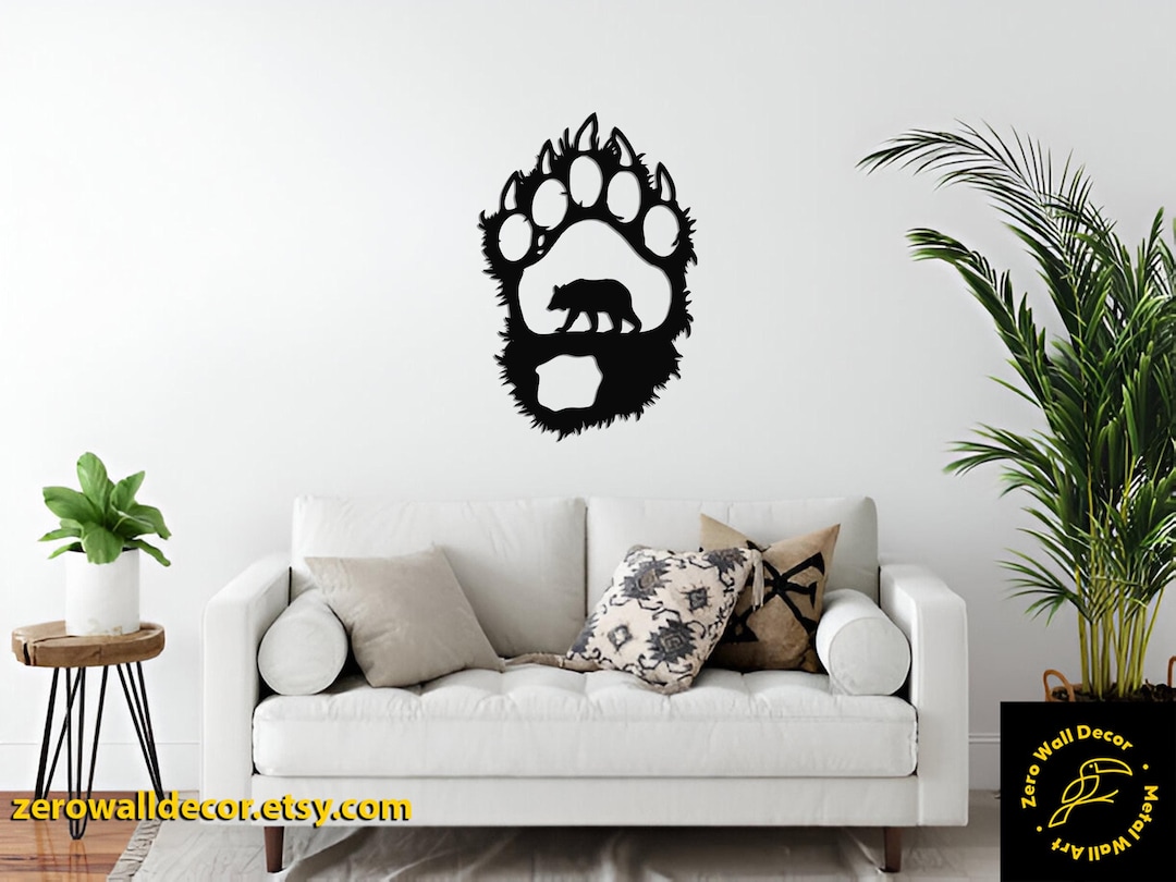 Bear Wall Decor, Bear Paw Wall Art, Metal Wall Art, Home Decor, Home ...