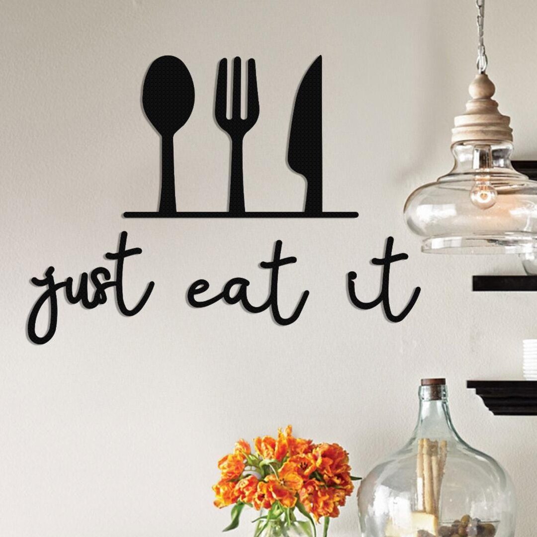 Just Eat It Metal Wall Art – Funny Kitchen Wall Decor, Modern 4-piece ...