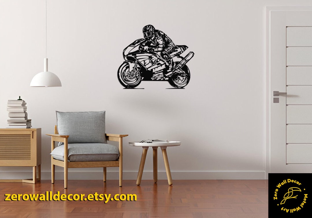 Motorcycle Metal Wall Art, Gift for Biker, Bike Race Wall Art, Home ...