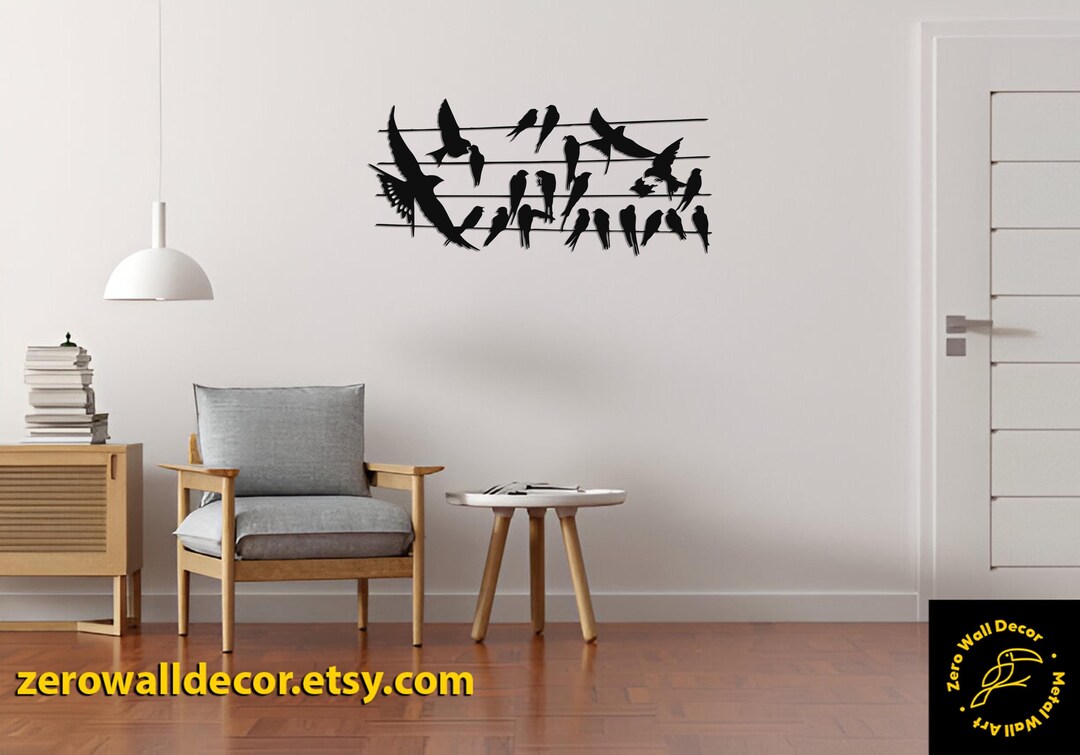 Birds on Wire Metal Wall Art, Nature-inspired Home Decor, Home Wall Art ...