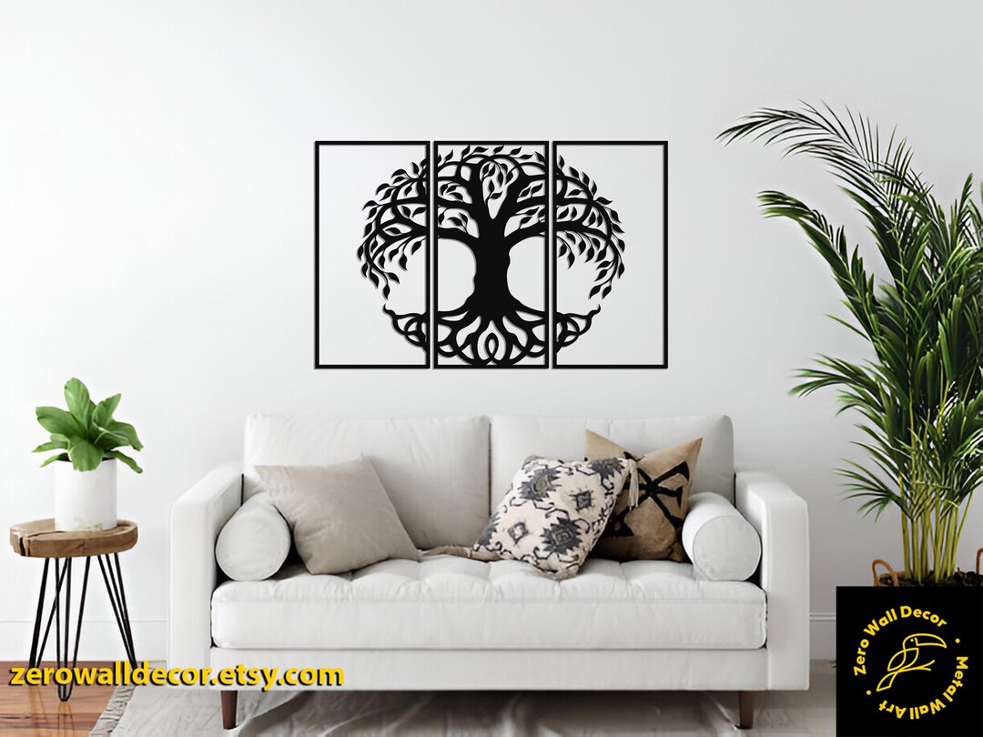 Metal Family Tree Wall Art: 3-panel Tree of Life Decor - Etsy